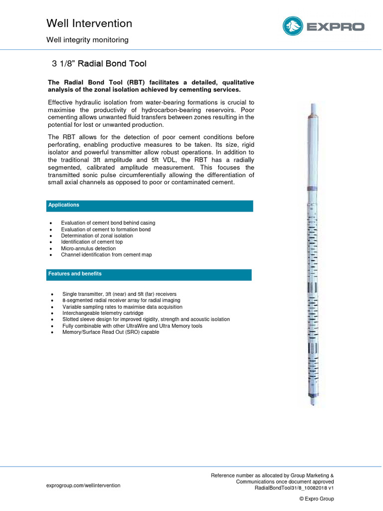 Radial Bond Tool Overview and Specs | PDF | Casing (Borehole ...