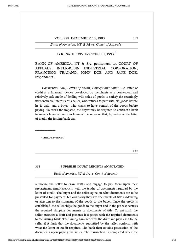 Bank of America v. CA | PDF | Letter Of Credit | Common Law