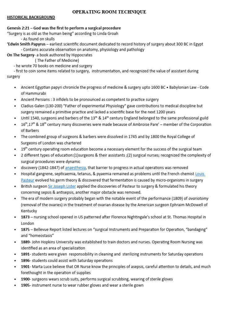 Operating Room Technique | PDF | Surgery | Medicine