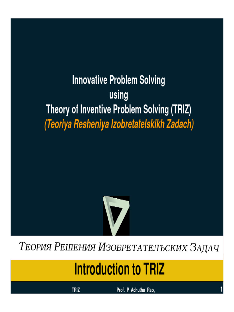 Triz 1 | PDF | Innovation | Cognition