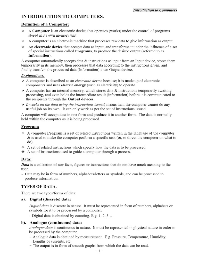 Introduction Computers PDF Notes - Masomo Msingi Publishers | PDF