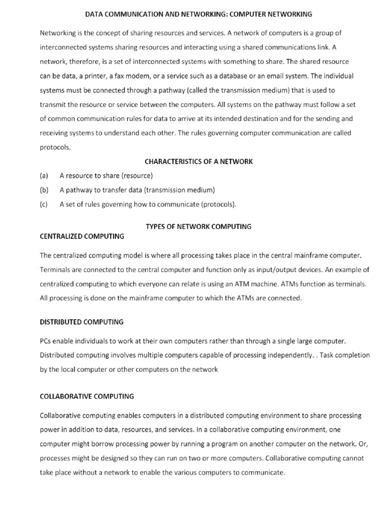 Data Communication and Networking Notes - Masomo Msingi Publishers | PDF
