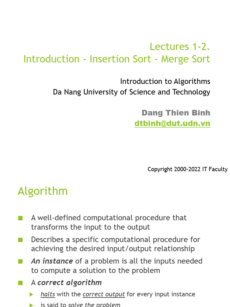 Lectures 1 2 Introduction Insertionsort Mergesort Pdf