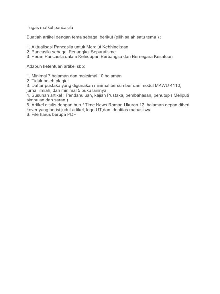 Tugas Artikel Pancasila UT | PDF | Ilmu Sosial | Agama & Spiritualitas