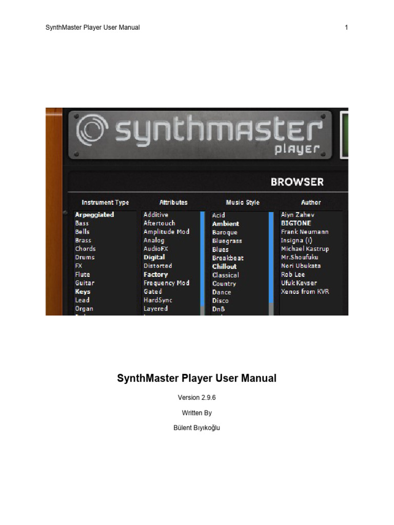 Synth Master Player User Manual | PDF