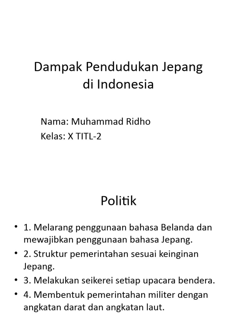Dampak Pendudukan Jepang | PDF | Politik
