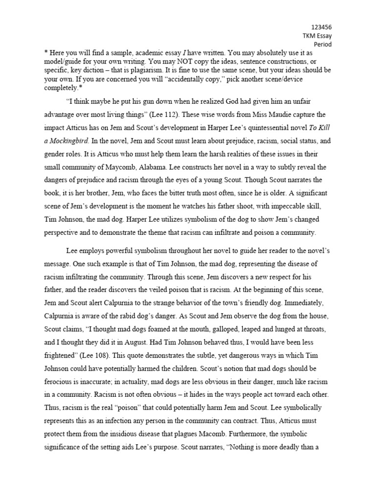 TKM Essay Sample HONORS 2016-2017 | PDF