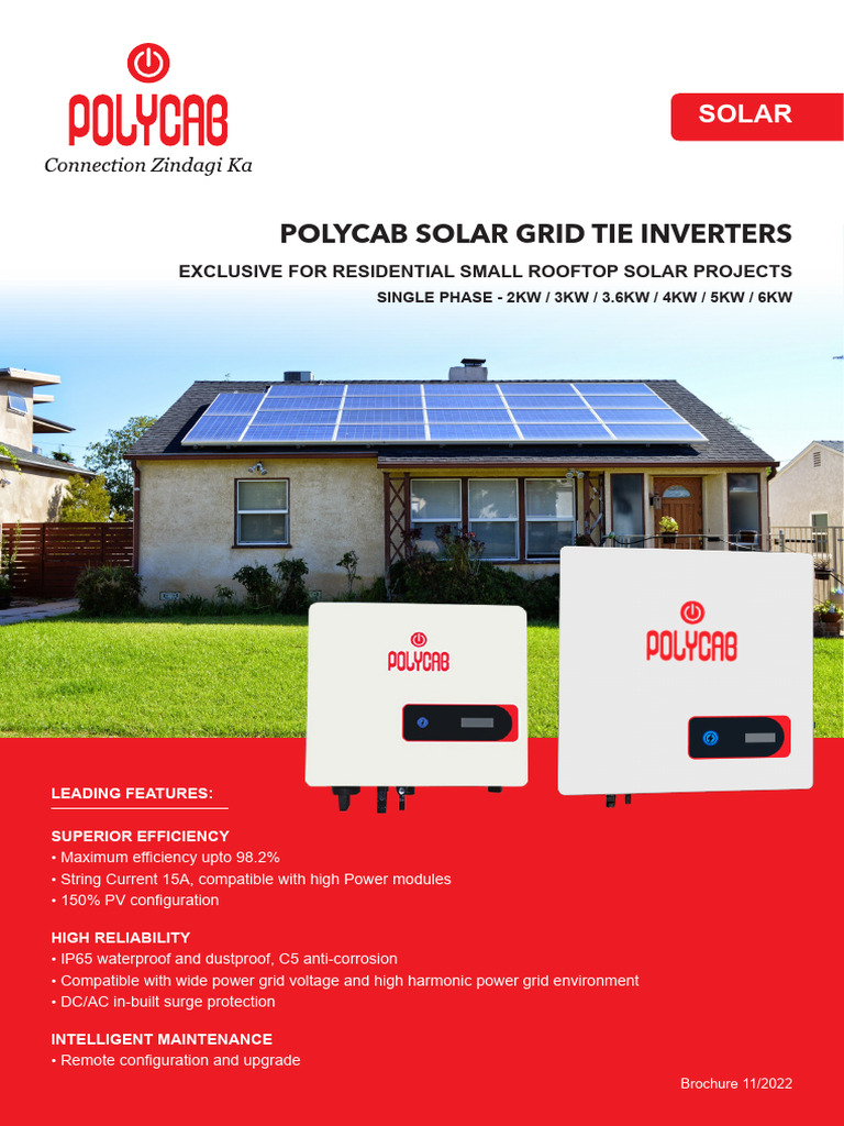 Polycab 1Ph Solar Grid Tie Inverter 2kw - 6kw | PDF