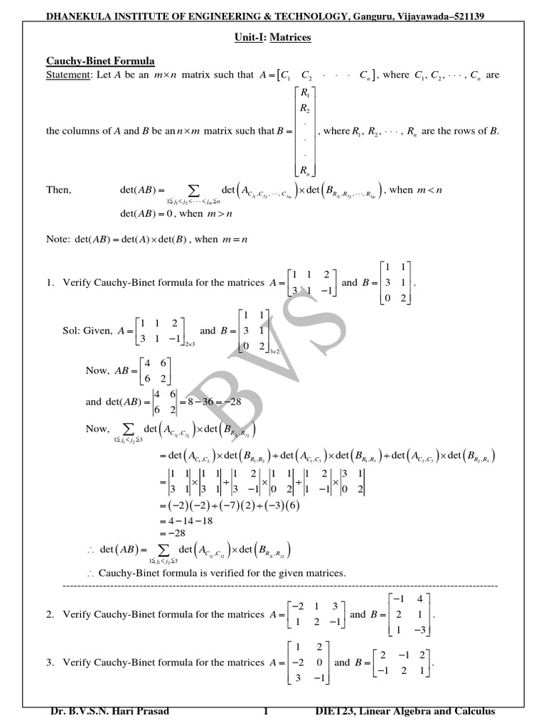 Cauchy-Binet Formula | PDF