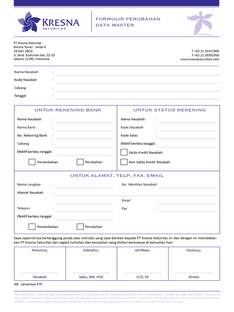 Formulir Perubahan Data Master - KS | PDF