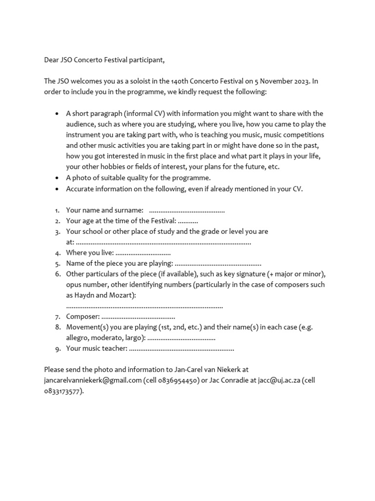 JSO Concerto Festival Programme Info | PDF