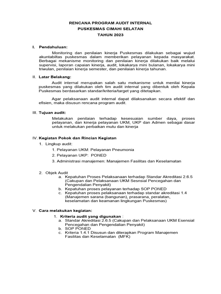 Audit Plan 2023 Edit | PDF | Bisnis | Pengelolaan Keuangan & Uang