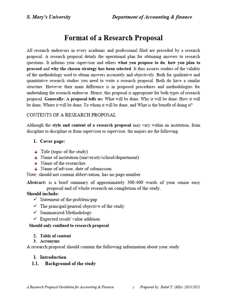 Research Proposal Guidelines for Accounting | PDF | Methodology ...