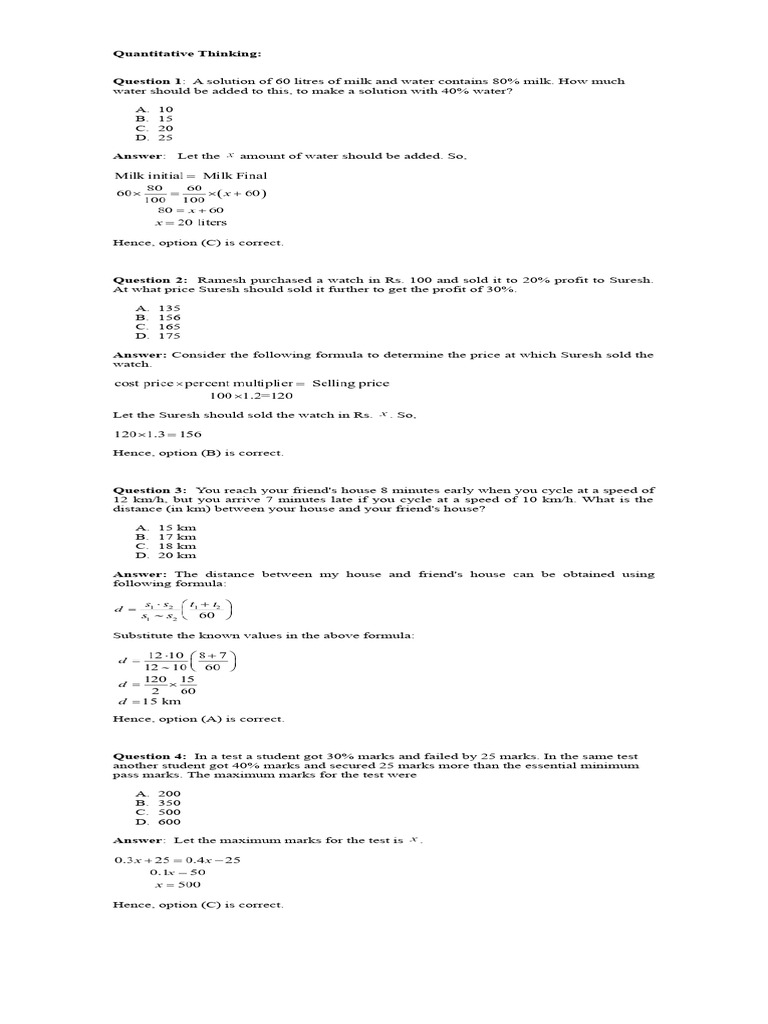 Quantitative Thinking | PDF | Career & Growth | Teaching Methods & Materials