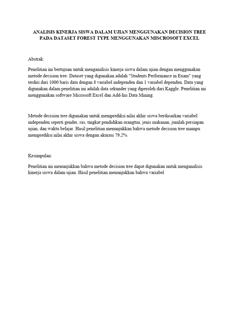 Analisis Kinerja Siswa Dalam Ujian Menggunakan Decision Tree Pada ...