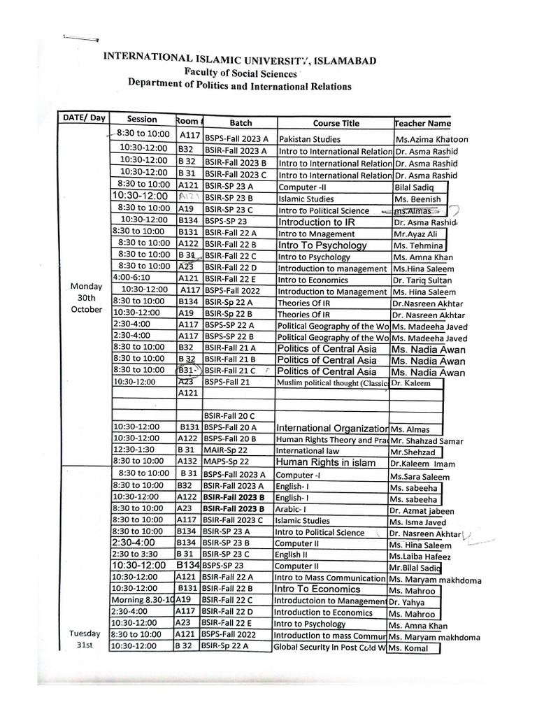 Date Sheet (Mids-Fall2023) | PDF