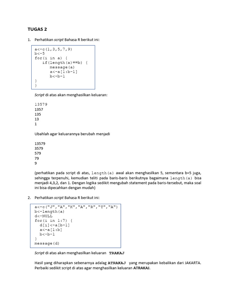Latihan Pemula Kode Pemrograman R | PDF
