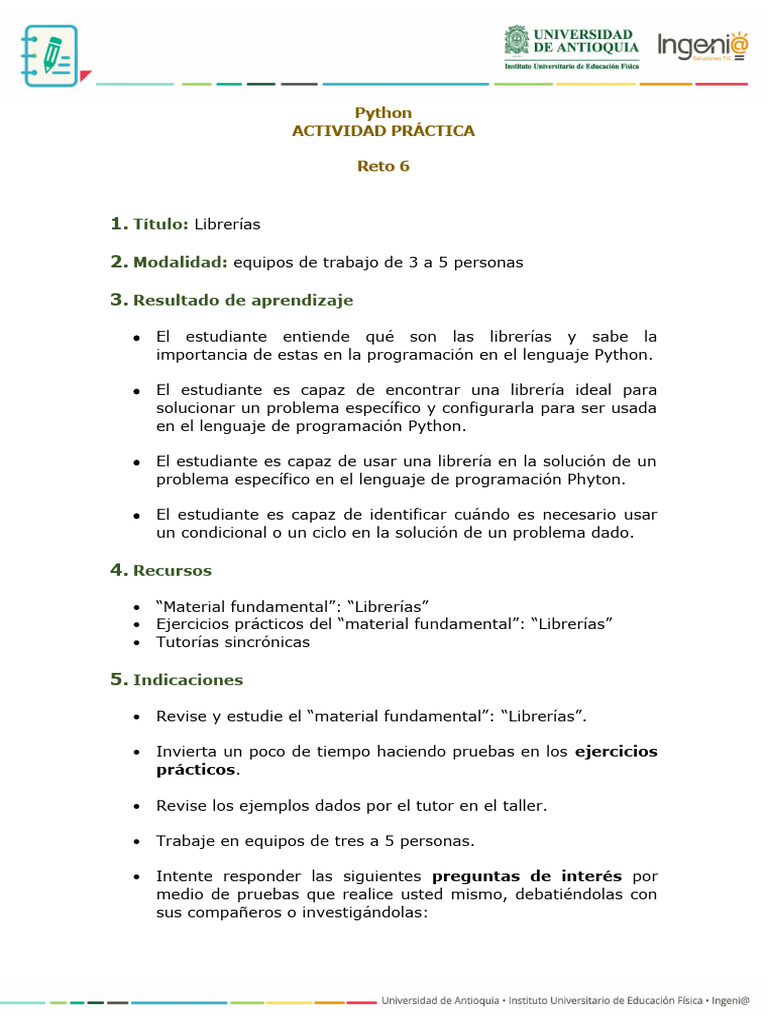 RETO 6. Machine Learning | PDF | Tecnologías de la información ...