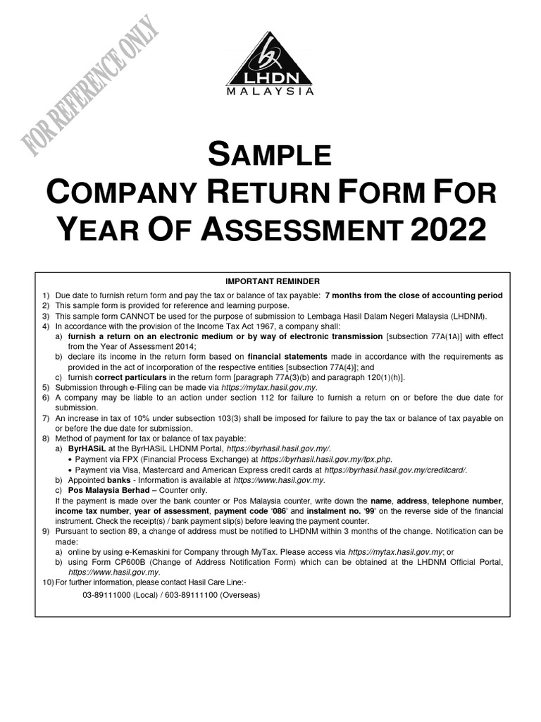 LHDN Form 1 | PDF