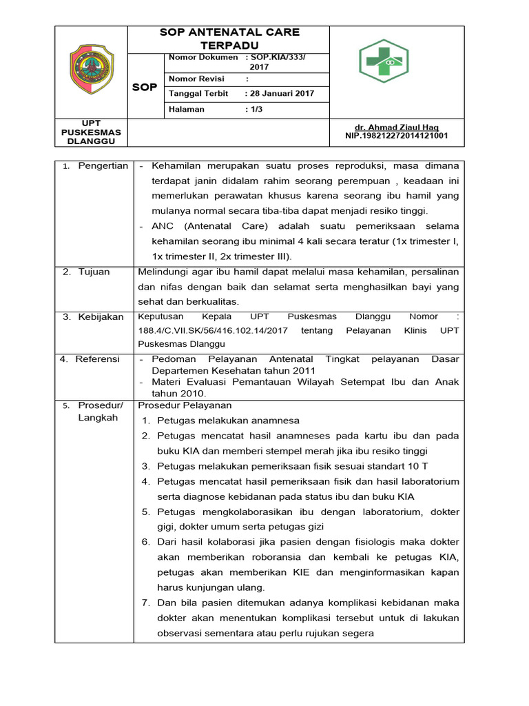 Sop Anc Terpadu | PDF