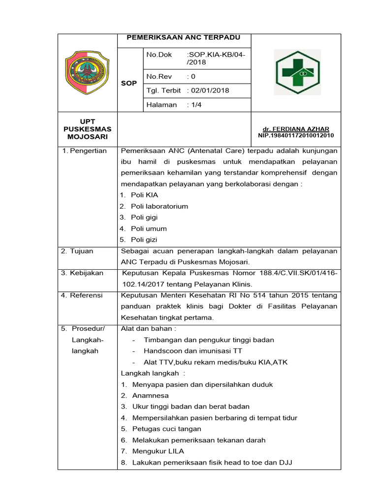 Pemeriksaan Anc Terpadu | PDF