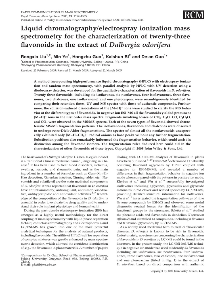 Liquid Chromatography Electrospray Ionization Pdf Mass Spectrometry High Performance