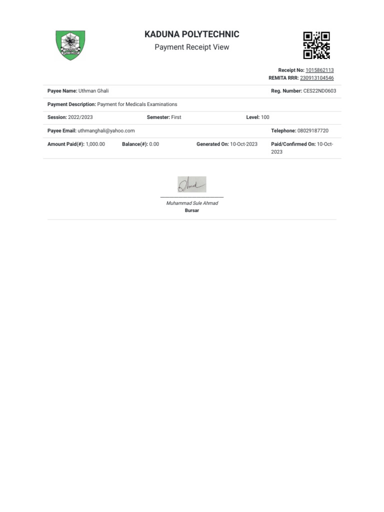 KADPOLY - Payment Receipt View | PDF