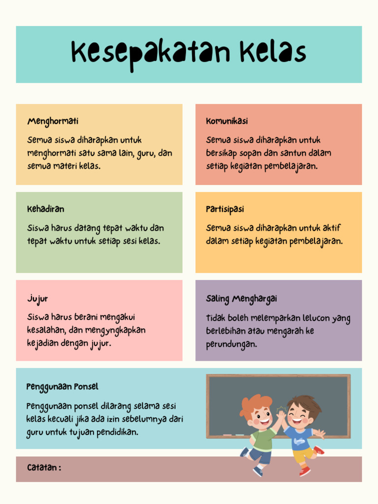 Poster Pendidikan Kesepakatan Kelas Berwarna Sederhana | PDF