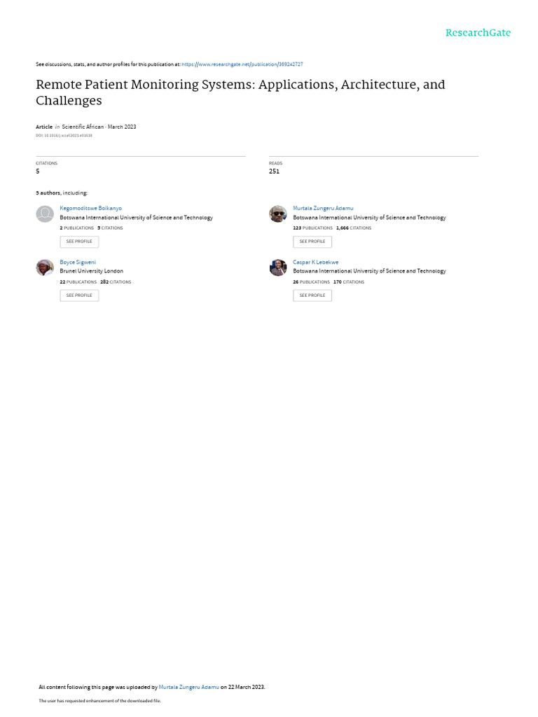 Remote Patient Monitoring Systems: Applications, Architecture, and ...