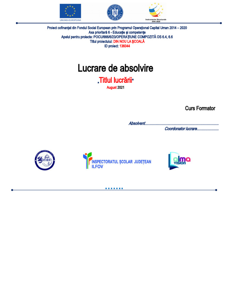 Șablon Prezentare PPT Examen de Absolvire Curs Formator | PDF