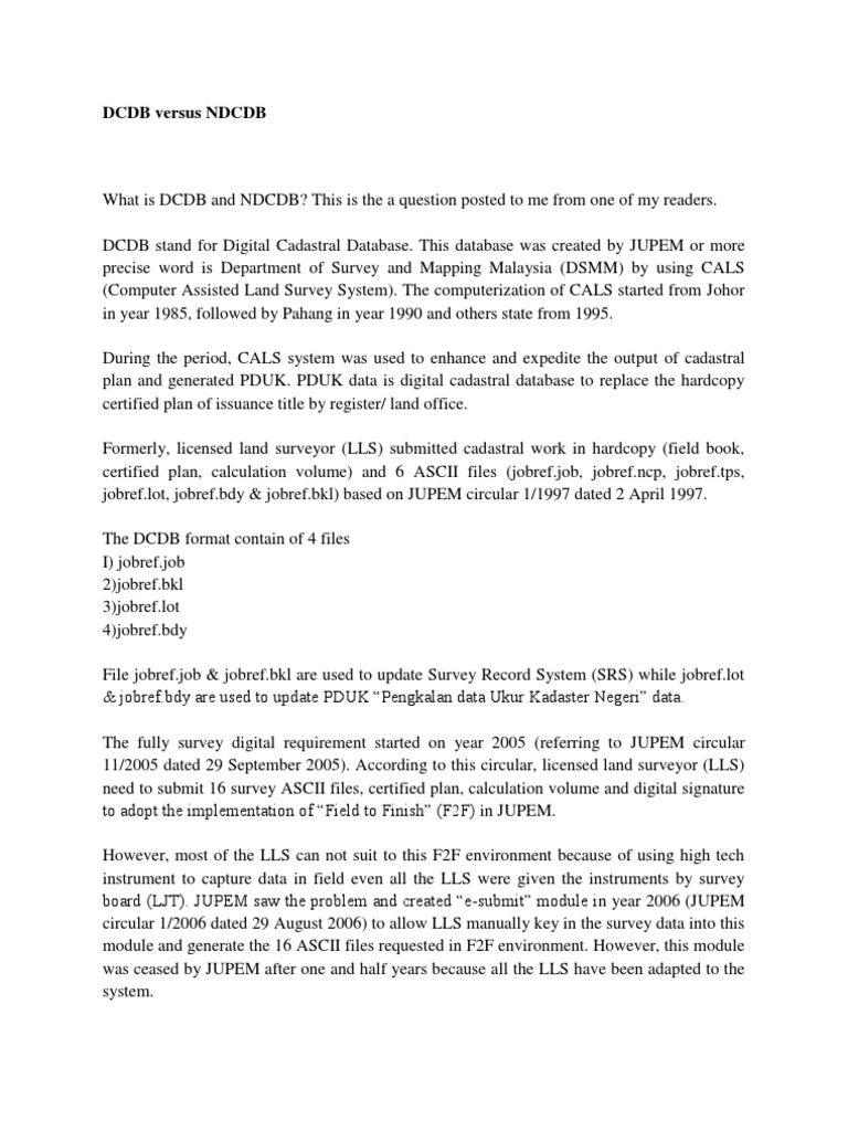 DCDB Versus NDCDB | PDF | Surveying | Geodesy