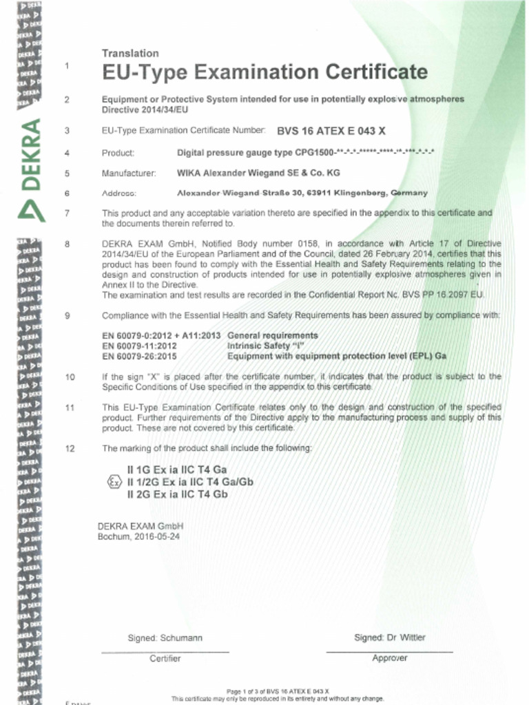 14AR-01565-20160524-ATEX-BVS 16 ATEX E 043 X en | PDF