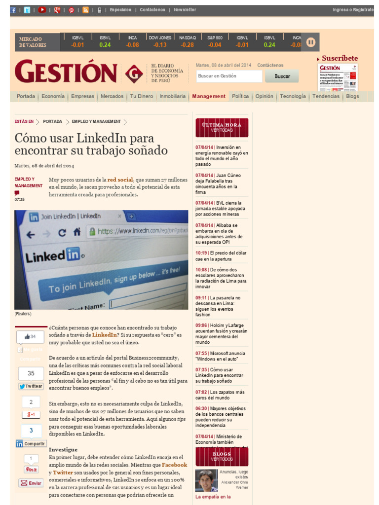 Cómo Usar LinkedIn para Encontrar Su Trabajo Soñado | PDF | Servicio de ...