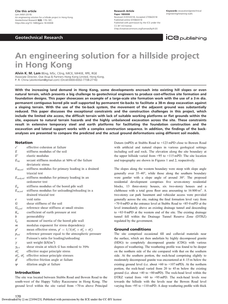 Hong Kong Hillside Excavation Solution | PDF | Deep Foundation ...