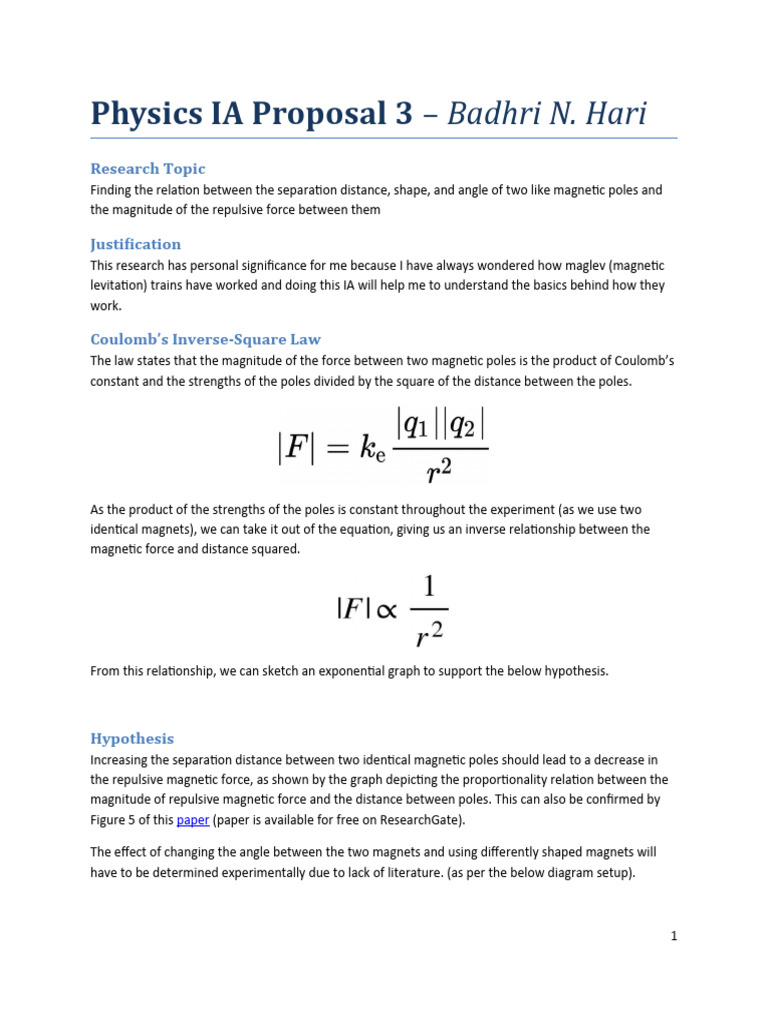 Badhri - Physics IA Proposal 3 | PDF