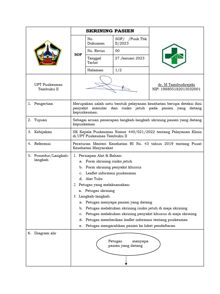 Prosedur Skrining Pasien Puskesmas | PDF