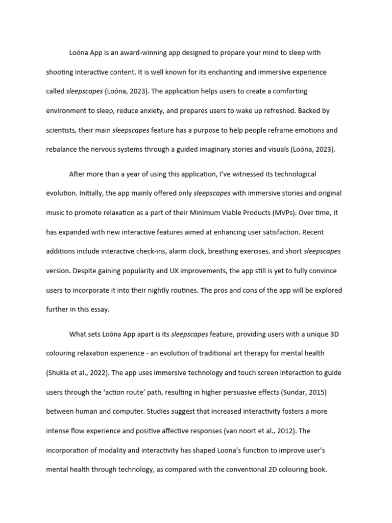 Loóna App: Sleep-Enhancing Features | PDF | Sleep | Relaxation (Psychology)