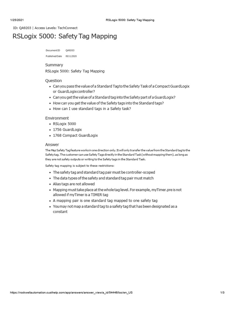 Safety Tag Mapping in RSLogix 5000 | PDF | Function (Mathematics ...