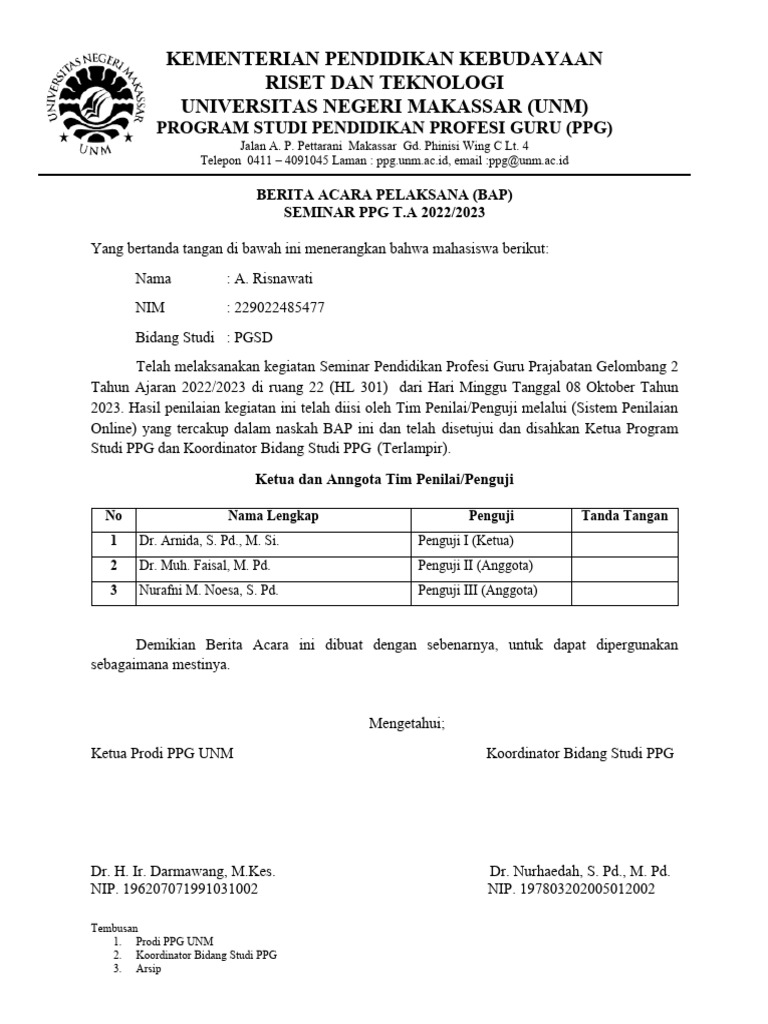 Bap Seminar PPG | PDF