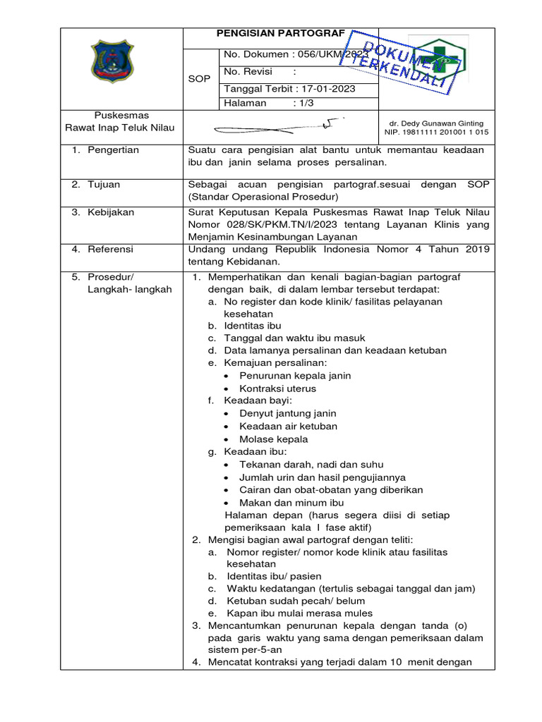 Panduan Pengisian Partograf Persalinan | PDF