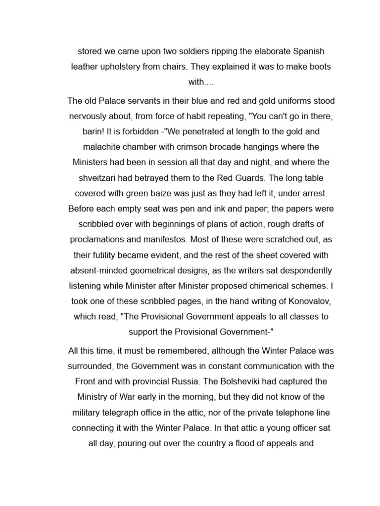 Bolshevik Revolution: Inside the Winter Palace | PDF