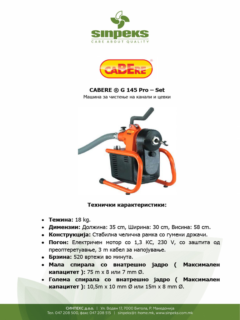 Cabere - CABERE ® G 145 Pro - Set | PDF