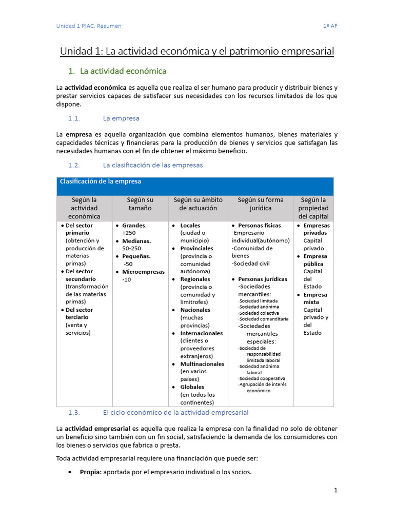 PIAC. Unidad 1. Resumen | PDF