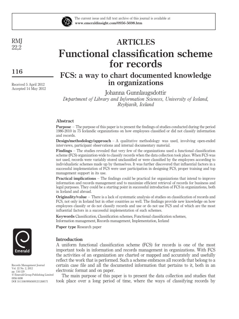 Functional Classification Scheme | PDF | Records Management | Taxonomy ...