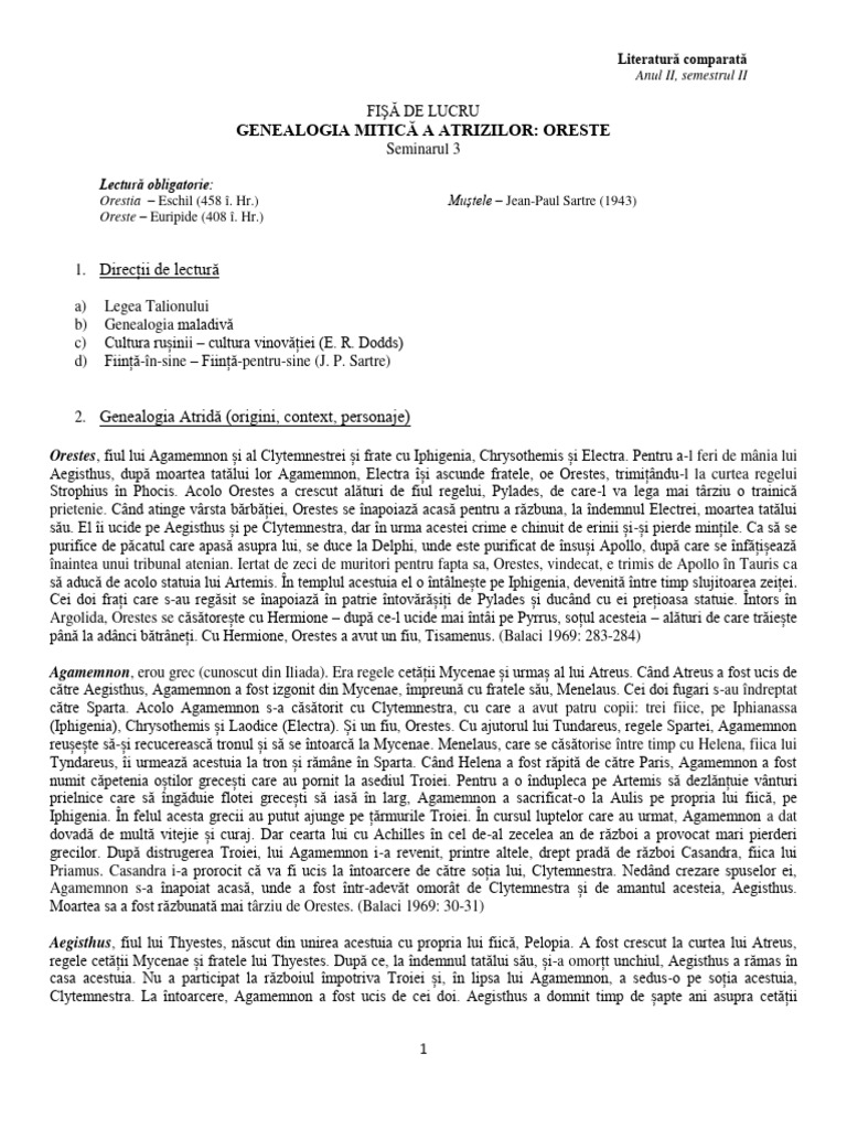 Genealogia Mitica A Atrizilor Oreste | PDF