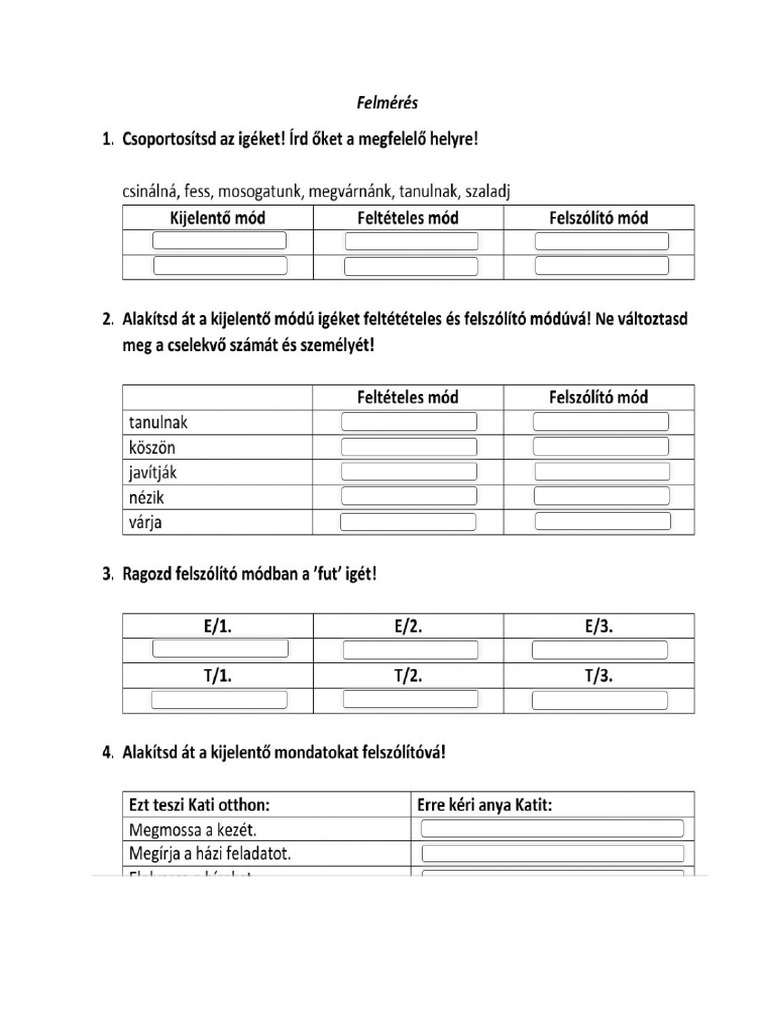 Nyelvtan Feladatok - 7. Osztály - 2 | PDF