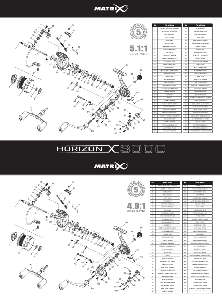 Matrix Horizon X Reels Exploded Diagram | PDF | Equipment | Machines