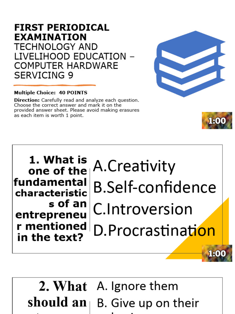 1 Tle 9 - First Quarter PPT Exam | PDF | Entrepreneurship | Swot Analysis