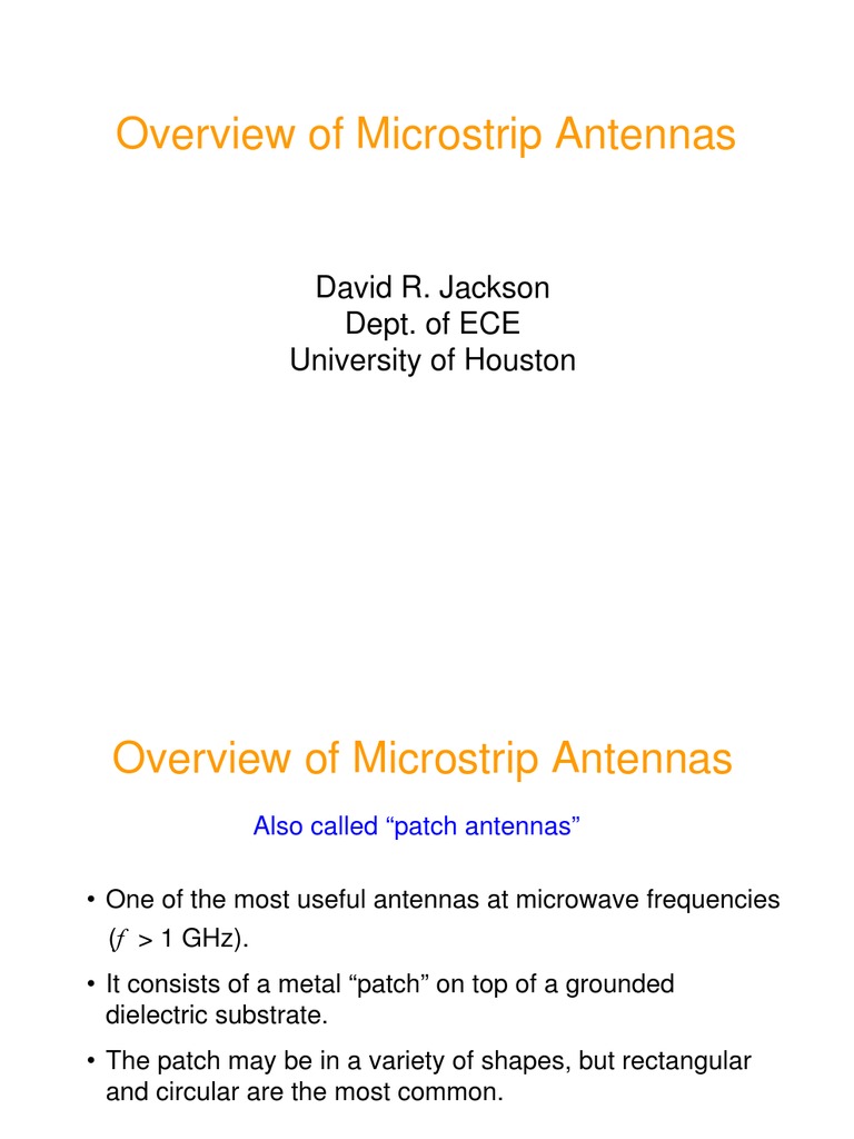 Overview of Microstrip Antennas | PDF | Antenna (Radio) | Waves