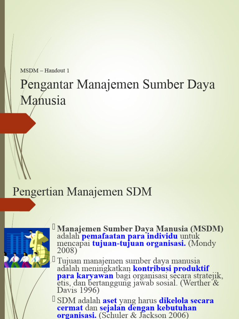 Handout 1 Pengantar Manajemen Sumber Daya Manusia BR | PDF